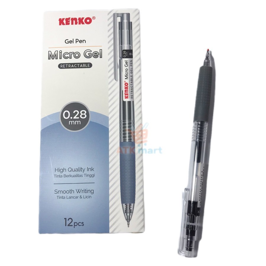 Jual Kenko Gel Pen Micro Gel 0.28mm Retractable HITAM Original (1 PCS ...