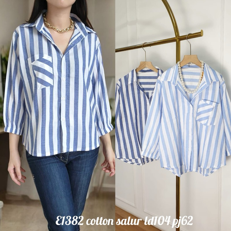 Jual blouse / baju / kemeja wanita / cewek LD104 bahan katun lengan karet e1382 | Shopee Indonesia