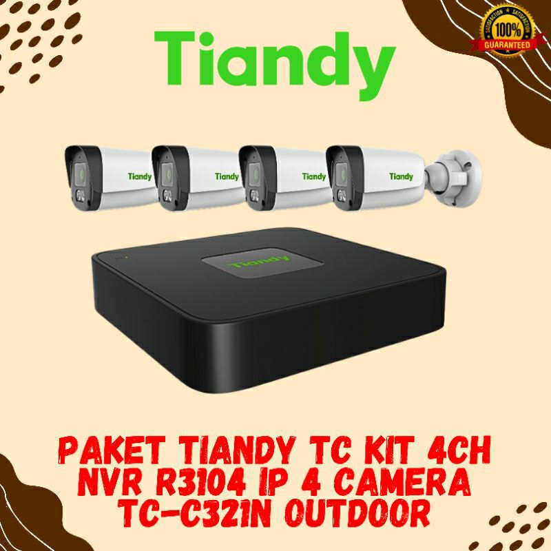 Jual Paket Tiandy TC KIT 4CH NVR R3104 IP 4 Camera TC-C321N Outdoor | Shopee Indonesia