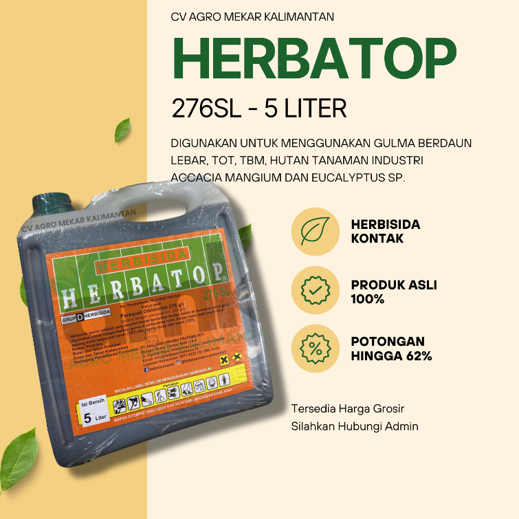 Jual Herbatop 276SL Herbisida Kontak Pembasmi Rumput Gulma Parakuat 5 ...