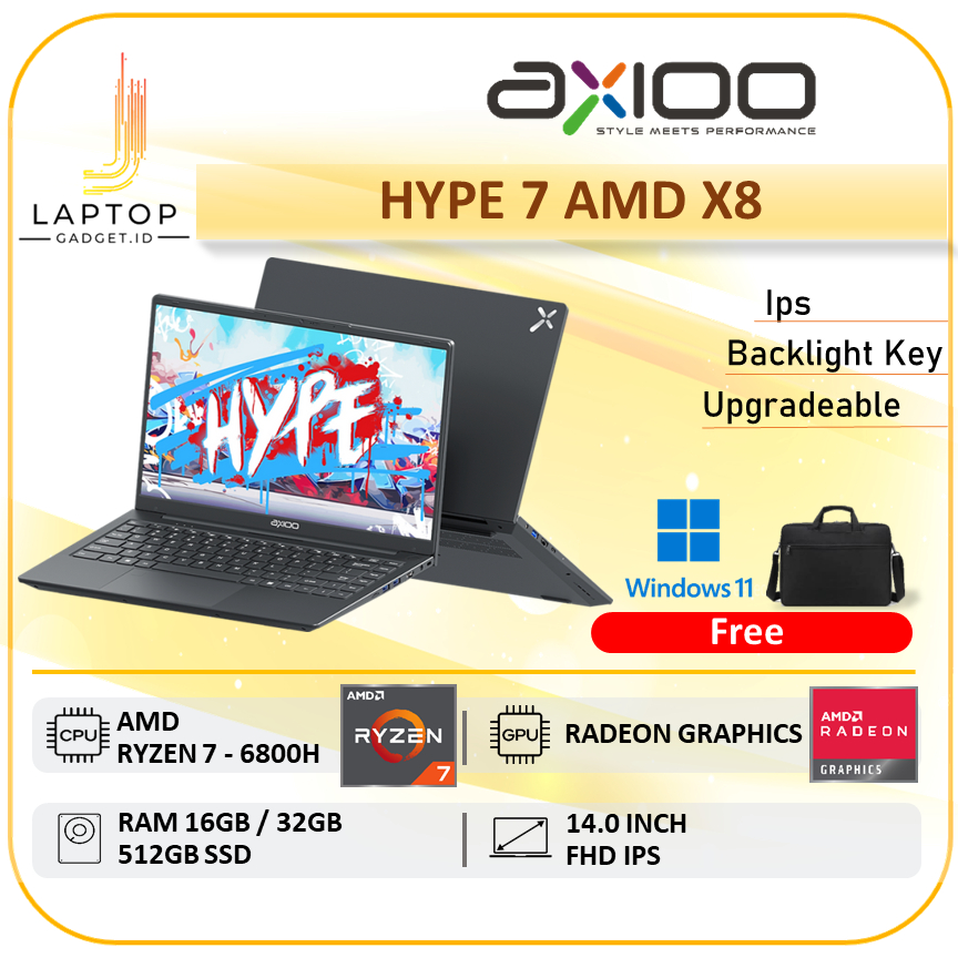 Jual Laptop Axioo Hype 7 AMD X8 Ryzen 7 6800H 32GB 512GB SSD Windows 11 ...