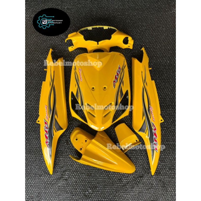 Jual cover full body halus Yamaha mio sporty kuning plus striping ...
