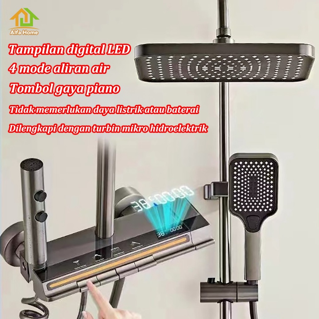 Jual LED-4way shower kamar mandi satu set + keran shower + set shower bathtub stainless steel ...