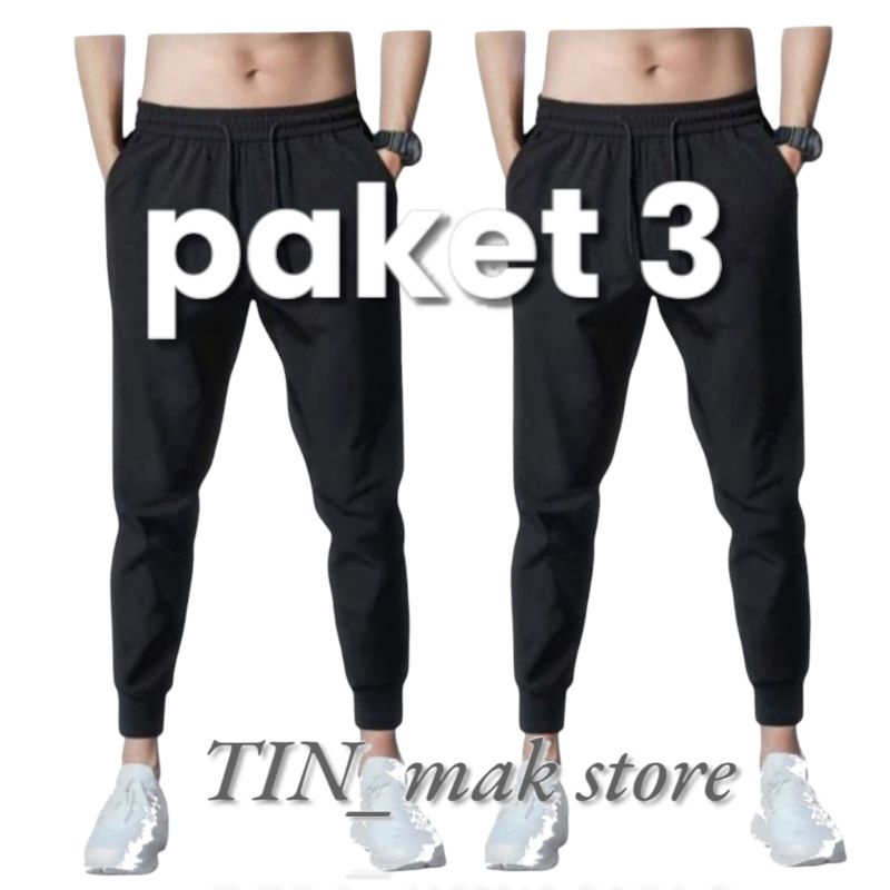 Jual paket isi 3 celana training joger hitam polos | Shopee Indonesia
