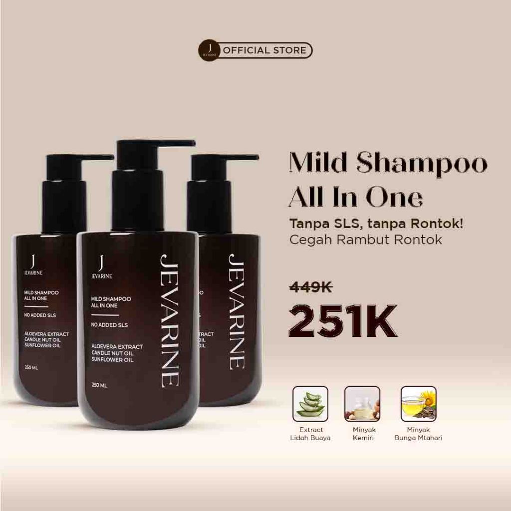 Jual Jevarine Mild Shampo All in One 3PCS - Shampo Non SLS Membantu Mengurangi Rambut Rontok dan ...