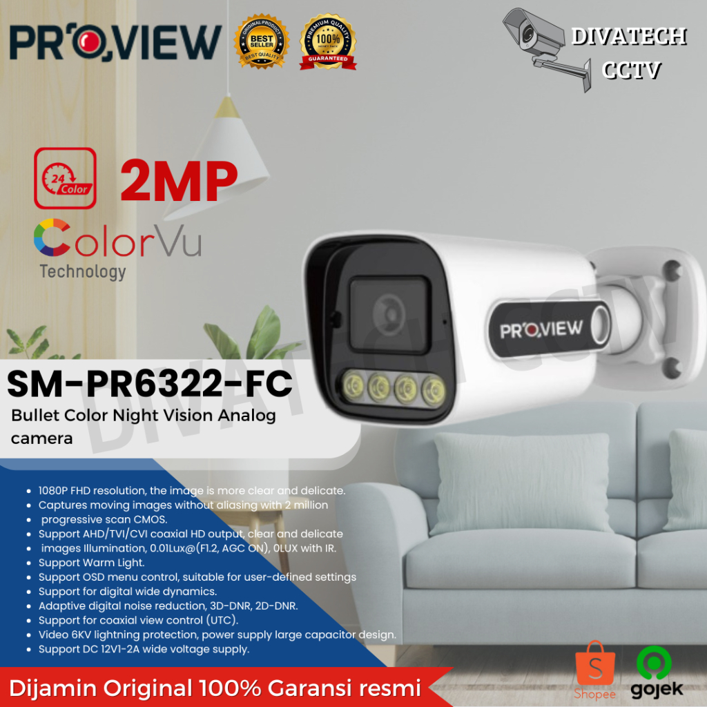 Jual Proview SM-PR6322-FC Camera full color 2mp gelap tetap warna ...