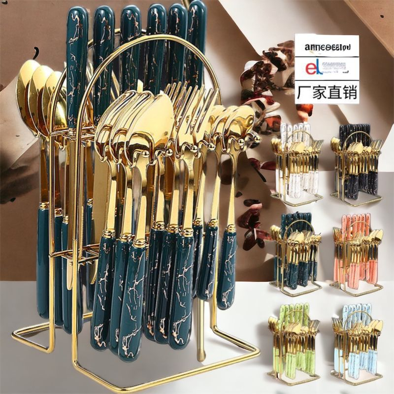 Jual Sendok Set Marble Dengan Rak Mewah Gold Elegant / Sendok Keramik 6 ...