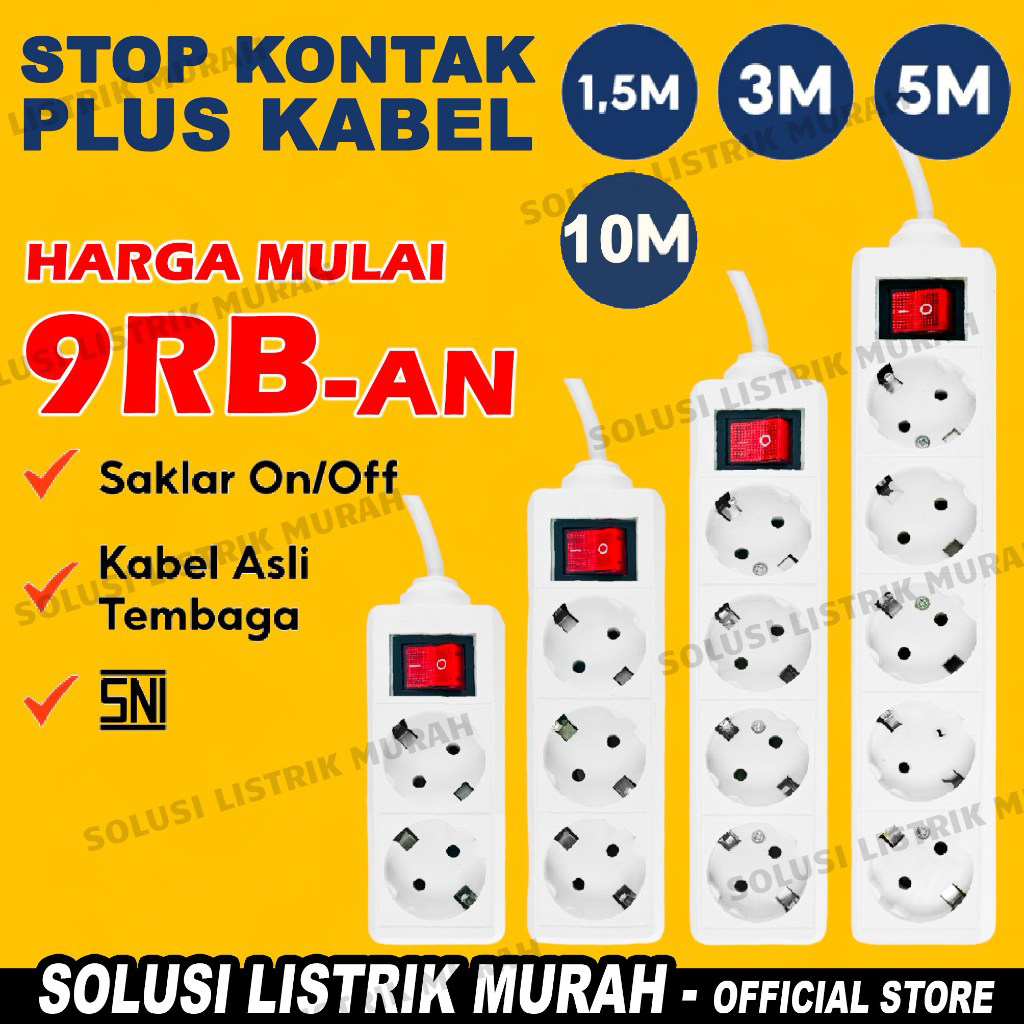 Jual Stop Kontak Arde SNI Colokan Listrik Kuningan 5, 4, 3, 2 Lubang ...