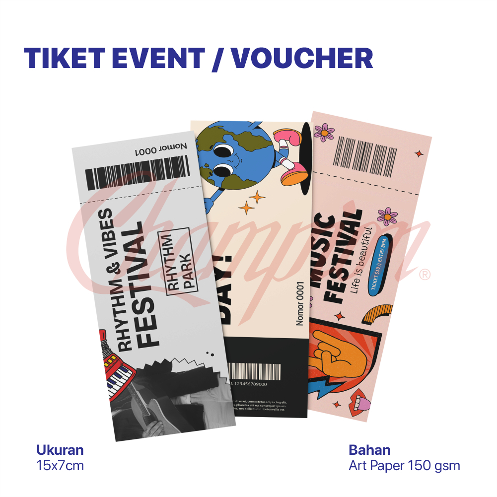 Jual Tiket Event Acara Musik Festival/Desain Custom Fullcolor Cetak ...