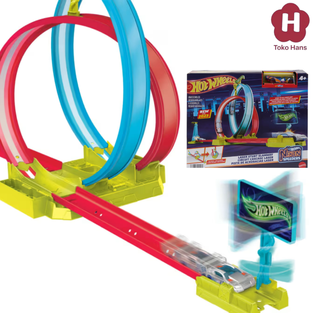 Jual HTH Track Hotwheels Neon Speeders Laser Stunt Slamway Set Glow in ...