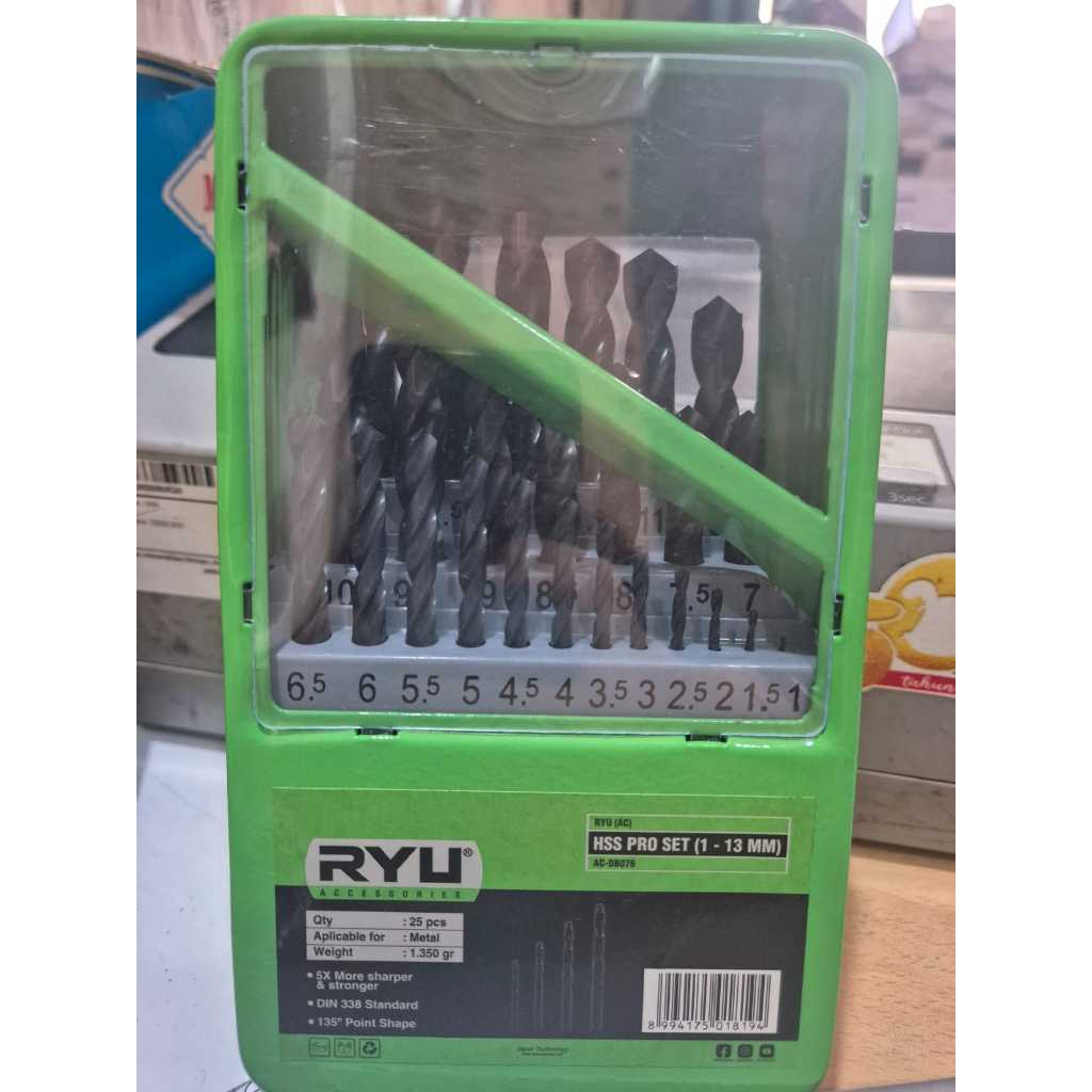 Jual RYU AC-DB076 Mata Bor Besi Metal HSS Pro Set 25 Pcs 1-13mm ...