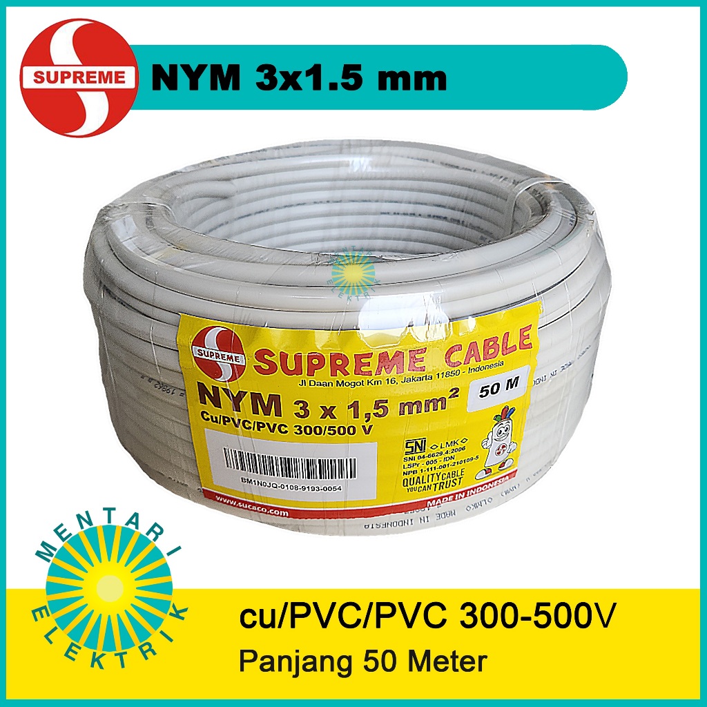 Jual Kabel Supreme NYM 3x1.5 3x1,5 Roll 50M | Shopee Indonesia
