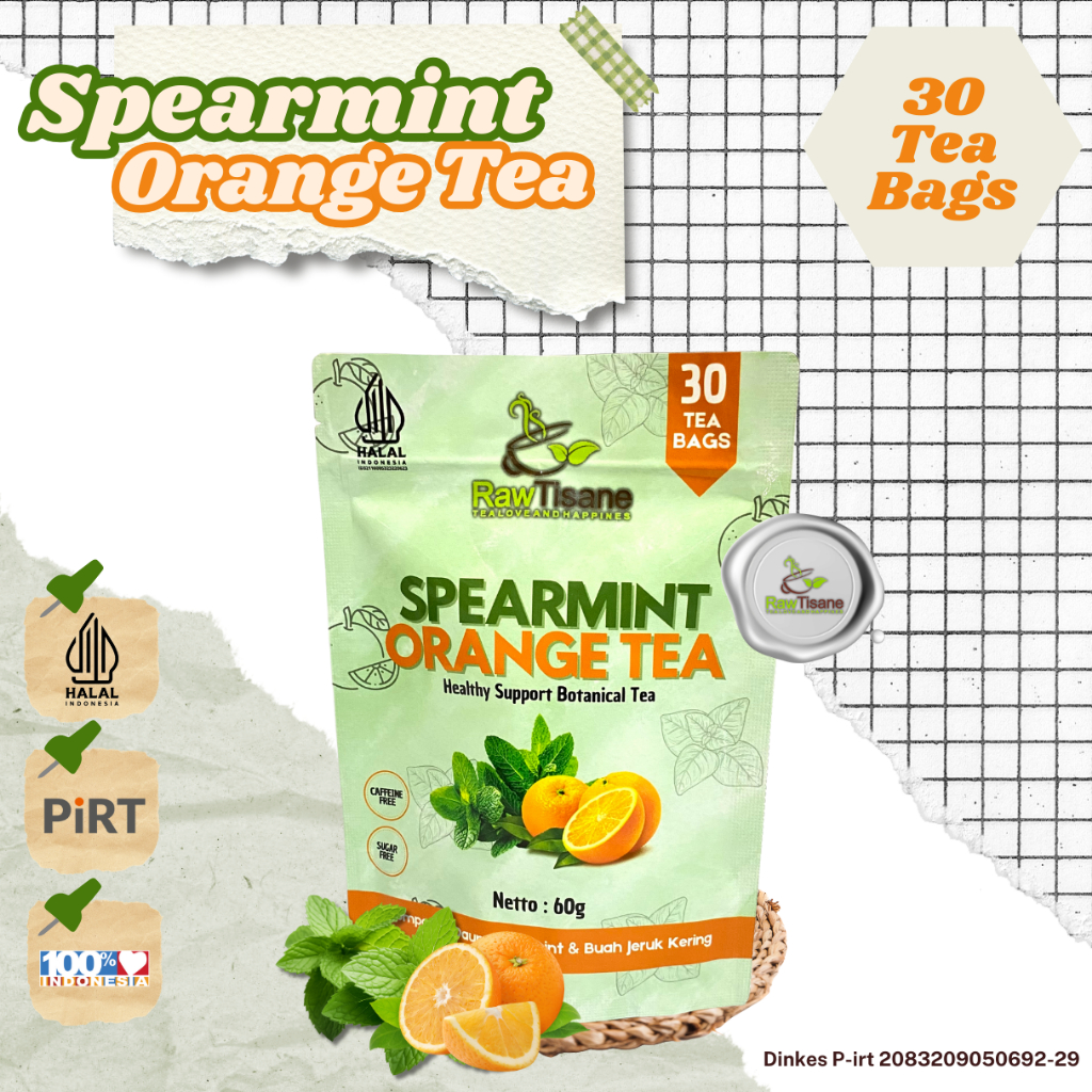 Jual RAW TISANE Spearmint Orange Tea : Teh Celup Daun Spearmint & Buah Jeruk Orange Isi 30 Tea ...