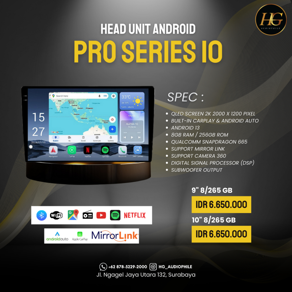 Jual Head Unit 10 inch 9 inch Hiro Dio Pro Series 2K QLED RAM 8/256 GB ...