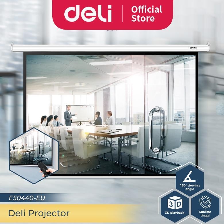 Jual Deli Layar Proyektor Otomatis 100 inch Dengan Remote Bisa ...
