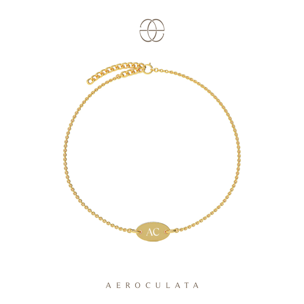 Jual Aeroculata Tiny Oval Bracelet Gelang Initial Plat Oval Custom Nama ...