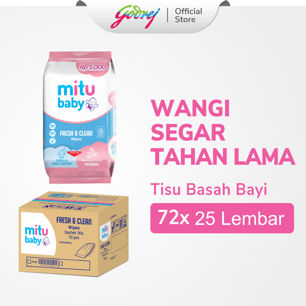 Jual [1 Karton isi 72 Pcs] Mitu Baby Tisu Basah Fresh & Clean Wipes ...
