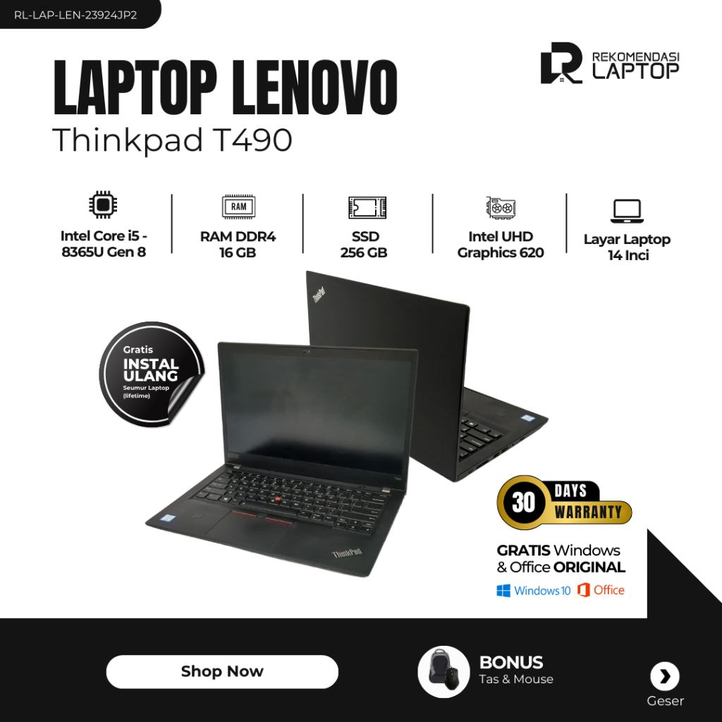 Jual Lenovo ThinkPad T490 Intel Core i5-8365U - Gen 8 Intel UHD ...