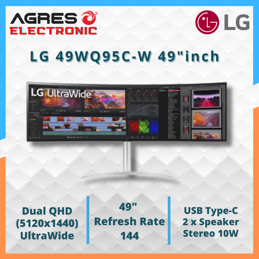Jual LG Monitor 49''Inch 49WQ95C-W | Curved IPS Panel | UltraWide Dual QHD 5K with USB Type-C ...