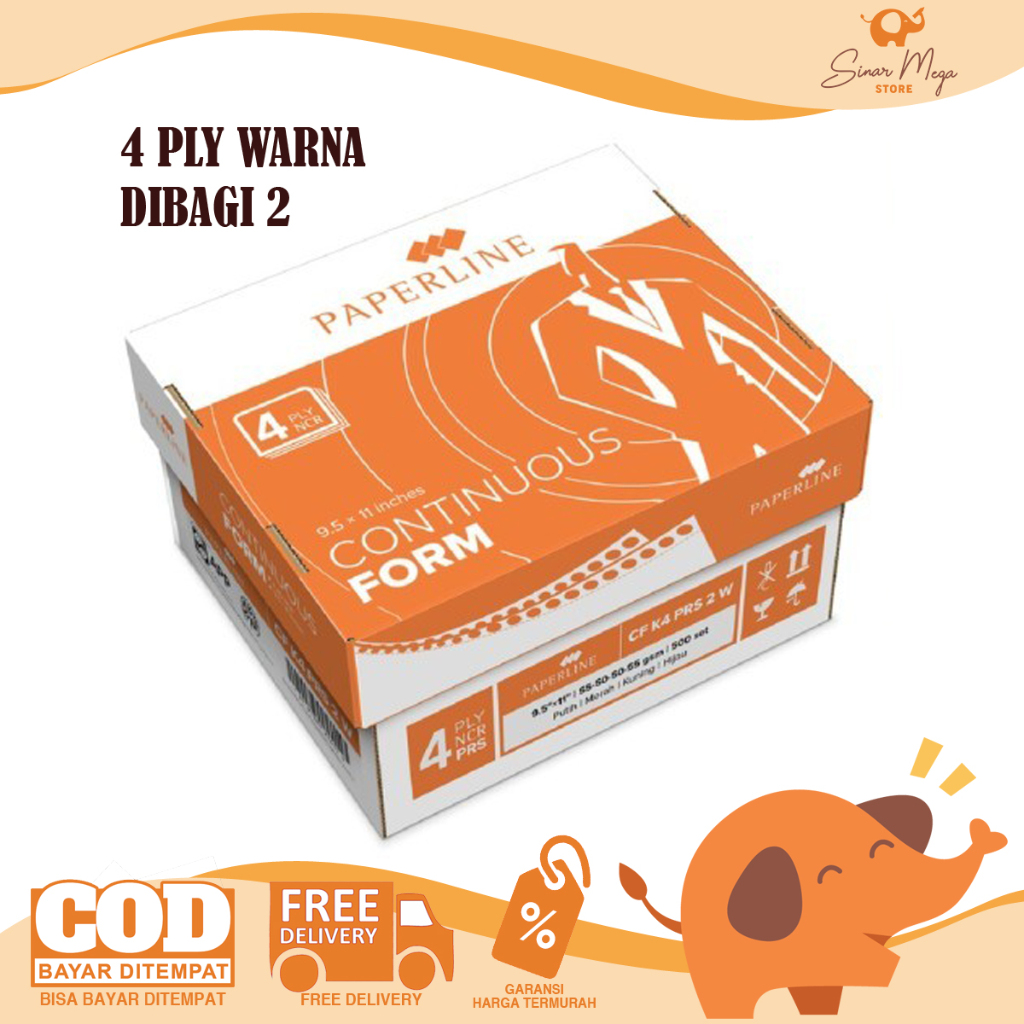 Jual Paperline PPL Continuous Form 4 Ply Warna PRS DIBAGI 2 Kertas ...