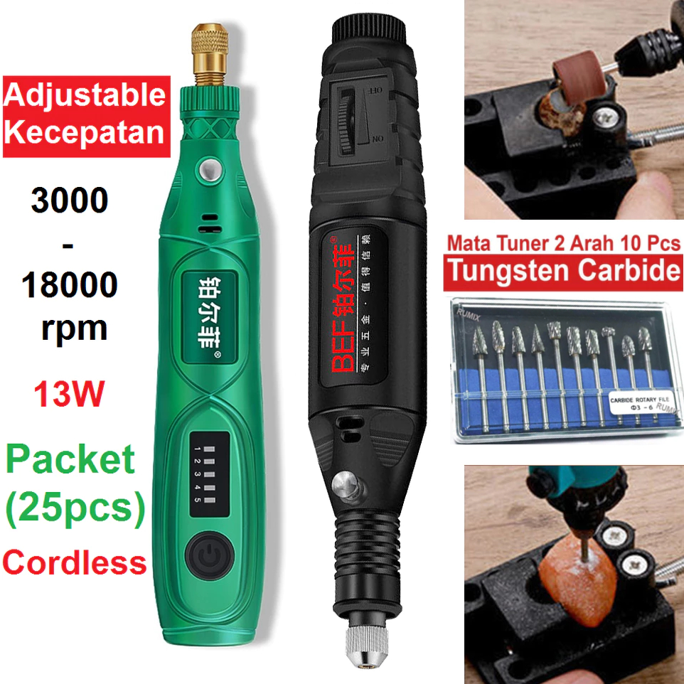 Jual Mata Bor Tuner Rotary Burr Tungsten Bor Mini 12V DC RPM Mini Drill ...