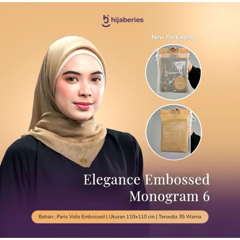 Jual Hijaberies Elegance Embossed - Monogram Series (Hijab Segi Empat ...
