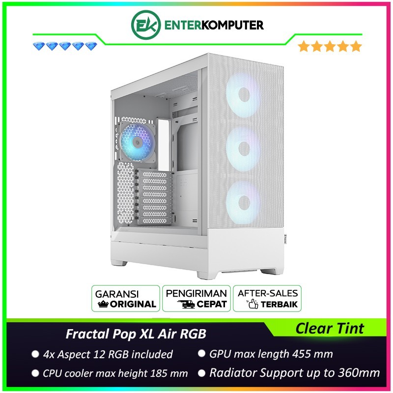Jual Fractal Pop XL Air RGB White TG Clear Tint - Casing PC Gaming ...