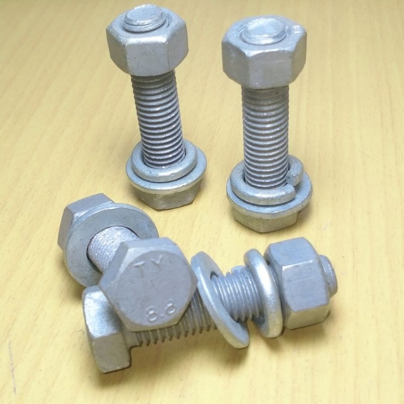 Jual baut mur hdg m12x50 full drat grade 8.8 galvanis hotdip isi 10 pcs | Shopee Indonesia