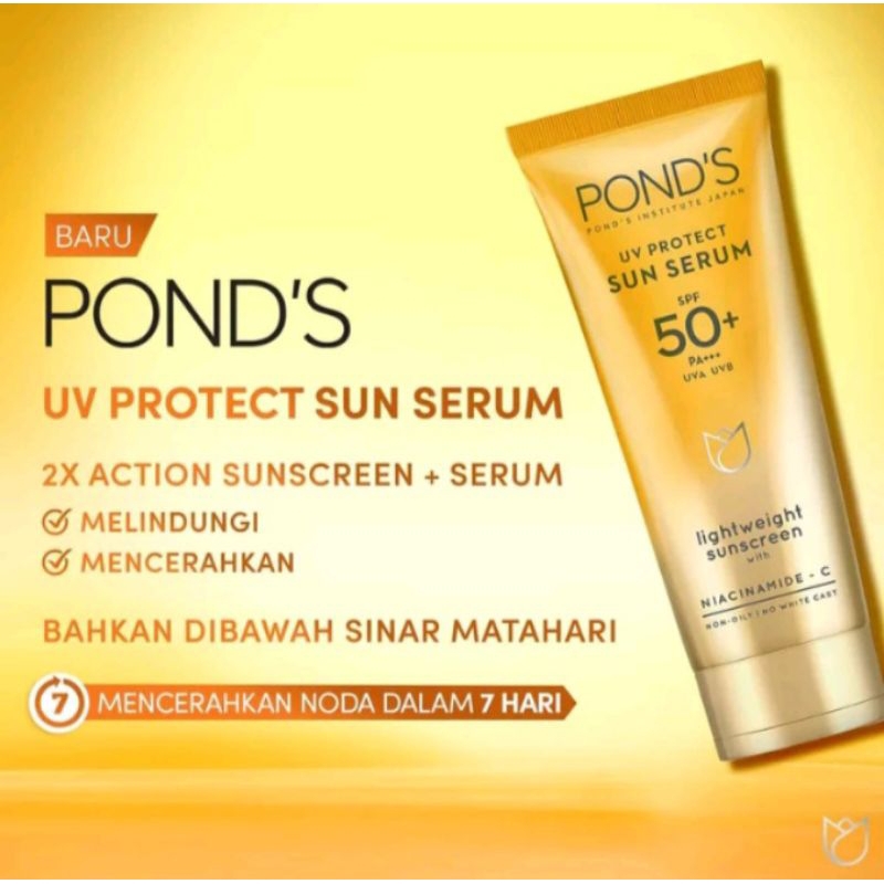Jual Pond's UV Protect Sun Serum SPF 50+ PA+++ UVA UVB Lightweight Sunscreen | Shopee Indonesia