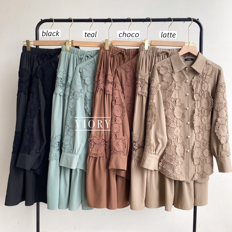 Jual EYELETS SET / kemeja bordir dan rok bordir / one set hari raya ...