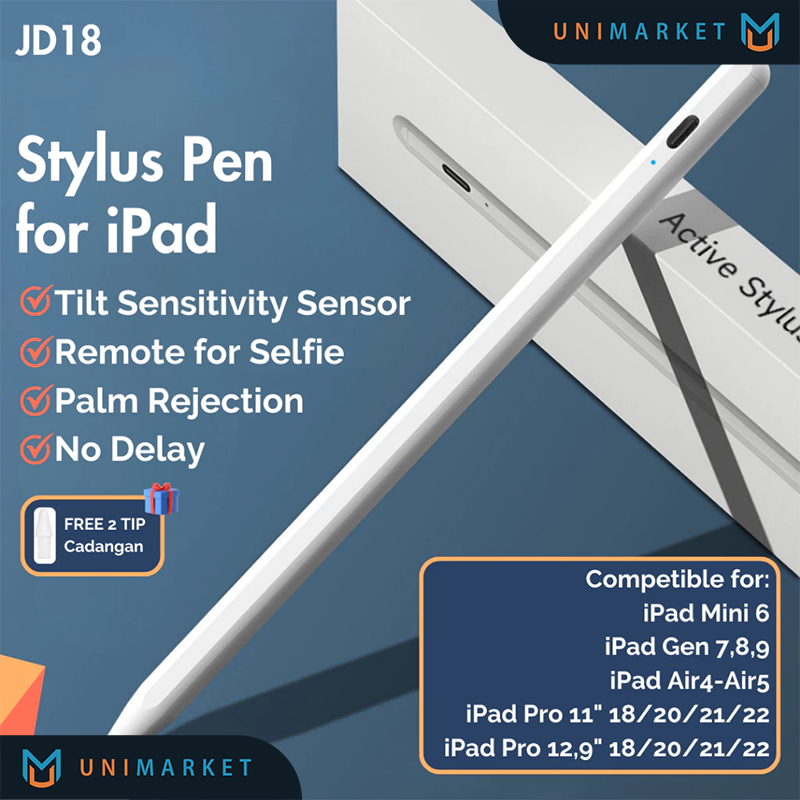 Jual Levino - JD18 Pencil Stylus Pen Gen2 Apple Pencil 1/2 untuk iPad ...