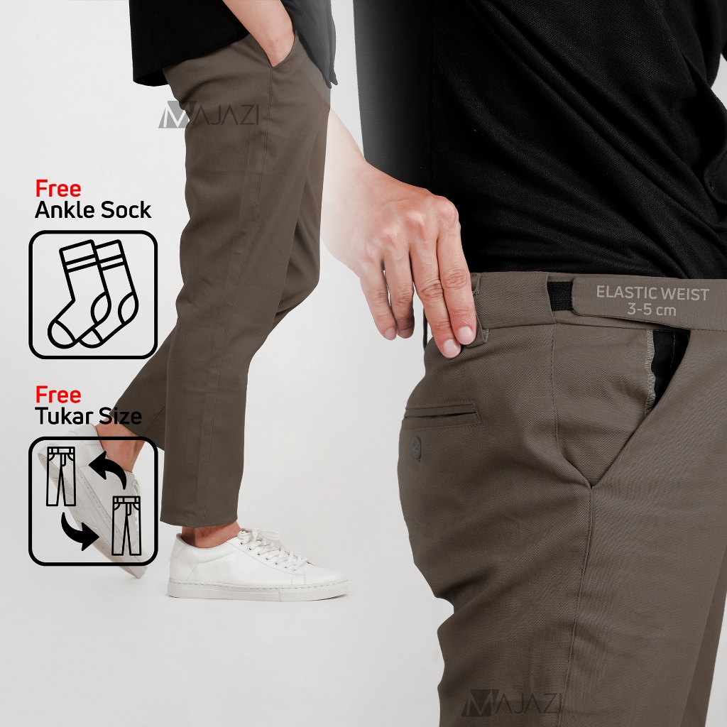 Jual Majazi Celana Chino Ankle Pants Slim Fit Brown Shitake | Shopee ...