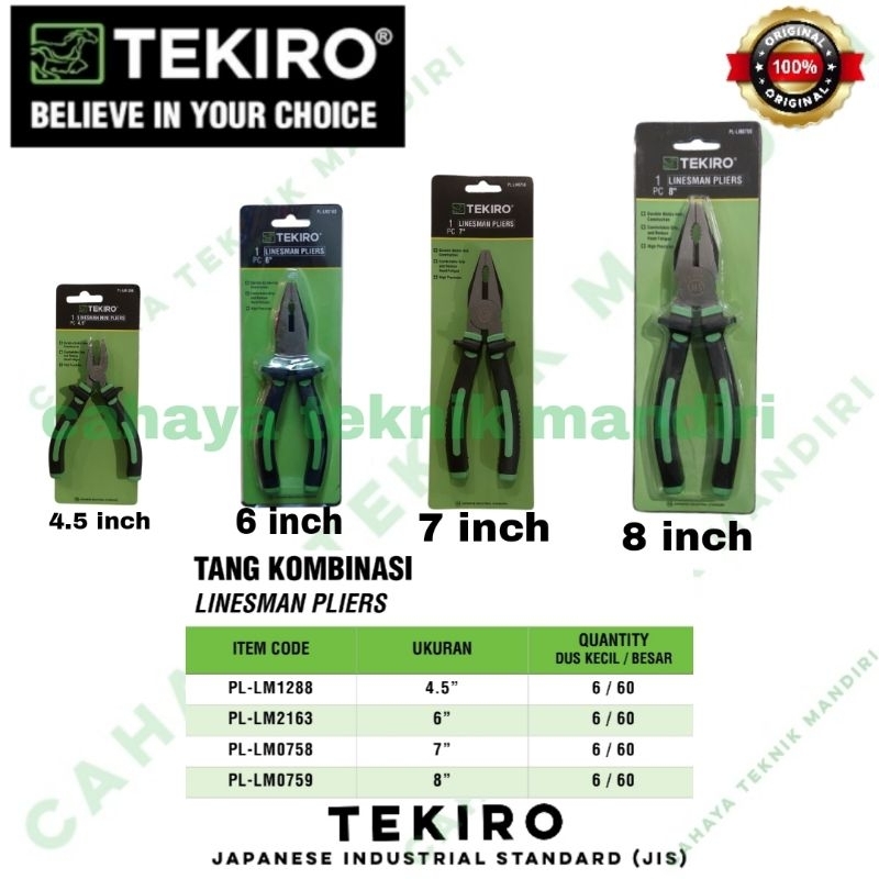 Jual tang TEKIRO tang kombinasi ukuran 4.5 inch 6 inch 7 inch 8 inch ...