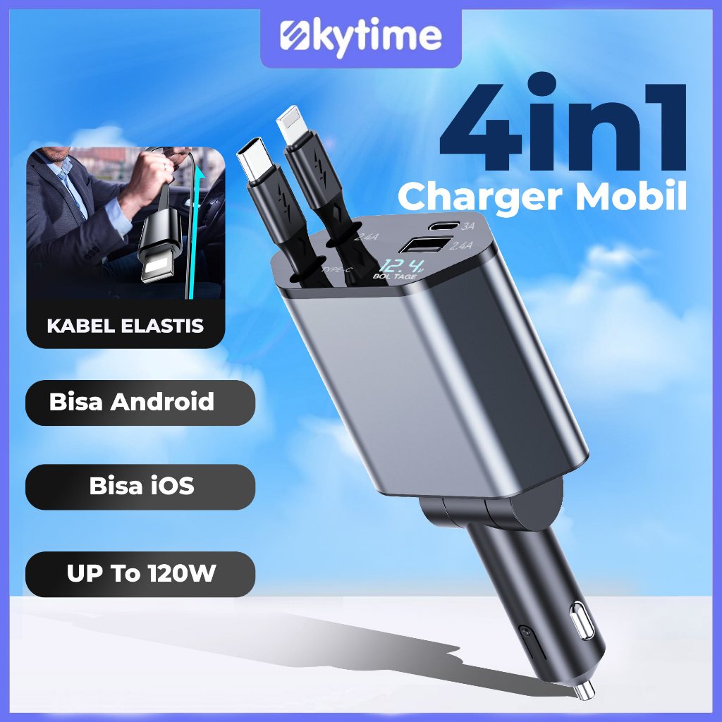 Jual Skytime Fast Car Charger Colokan Mobil 4In1 RGB Starry Light PD ...