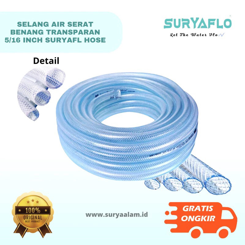 Jual SELANG AIR 1 INCH TRANSPARAN TEBAL | SELANG HIPREX| SERAT BENANG | 1METER | SURYAFLO HOSE ...
