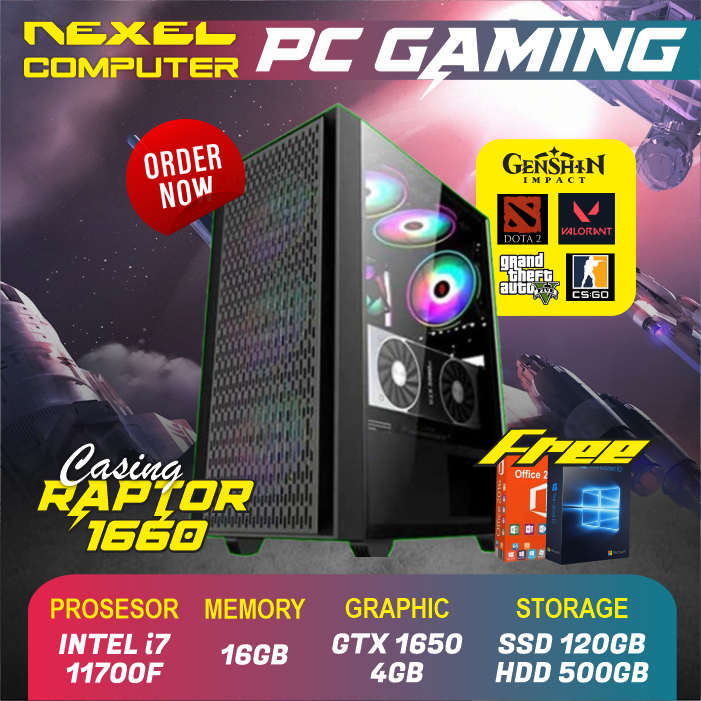 Jual PC GAMING High End - Intel i7 11700F - SSD 120GB + HDD 500GB - GTX 1650 4GB - 16GB RAM DDR4 ...