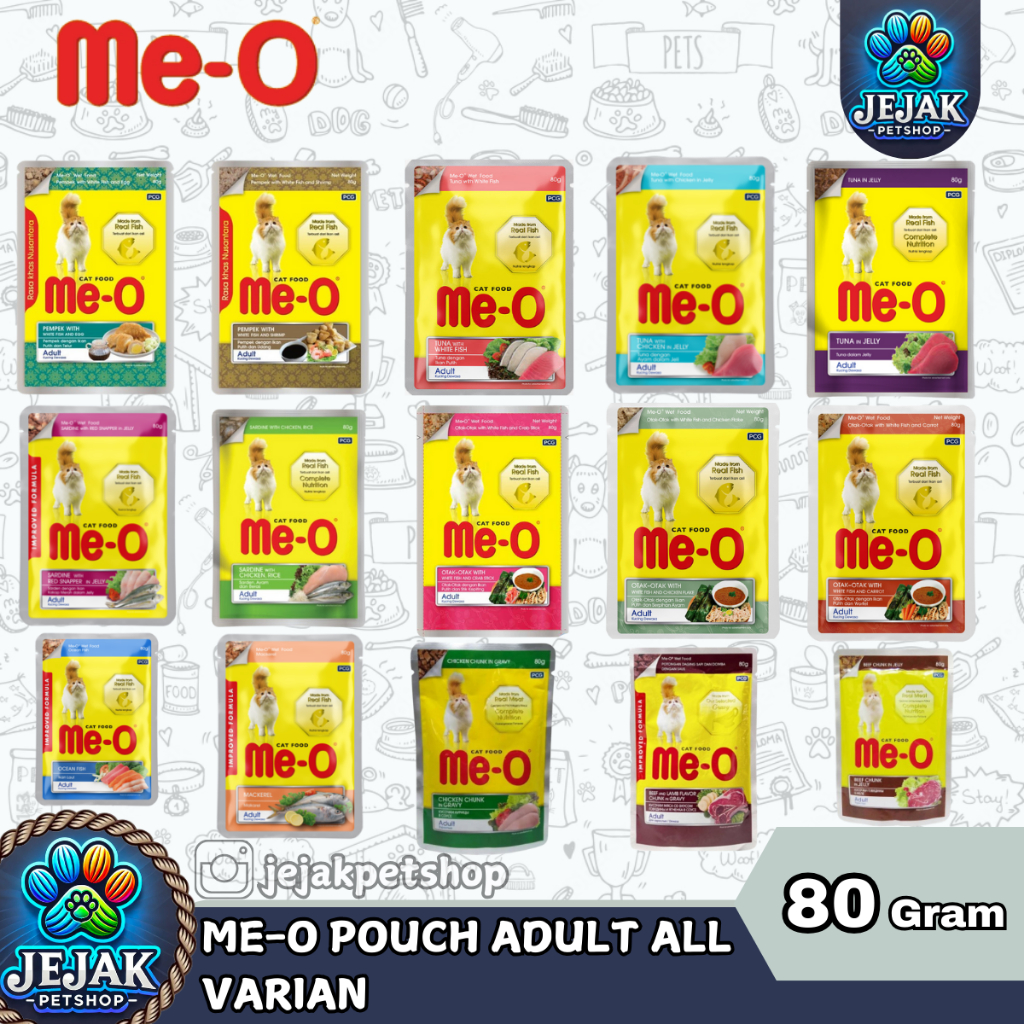 Jual Meo Pouch / Me-O Sachet 80g Adult / Makanan basah kucing | Shopee ...