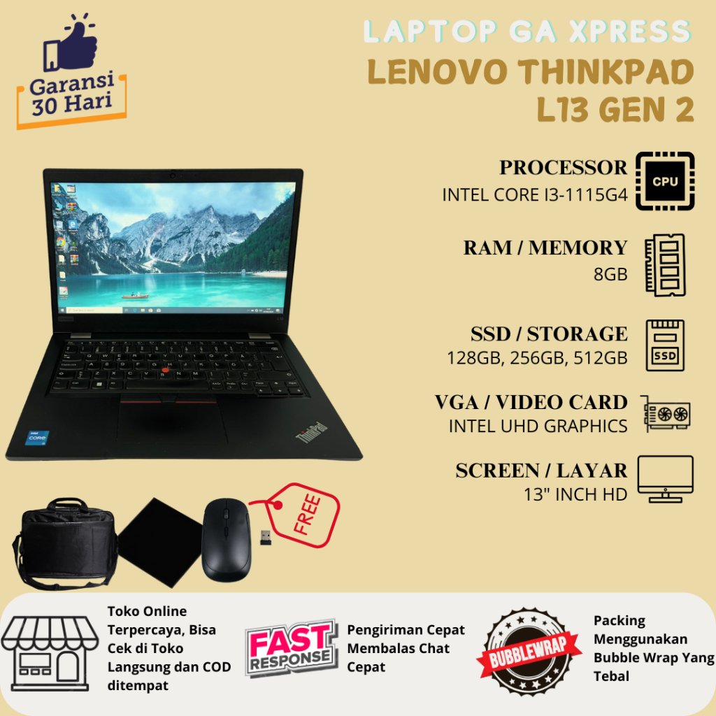 Jual Lenovo Thinkpad L13 Gen 2 Intel Core i3 Gen 11 Layar 13 Inch HD ...