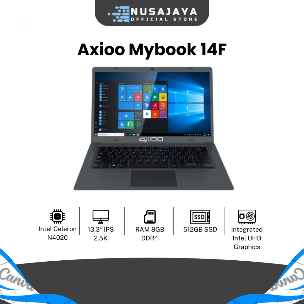 Jual Axioo Mybook 14F Celeron N4020 8GB 256GB SSD 13.3 inci DOS | Shopee Indonesia