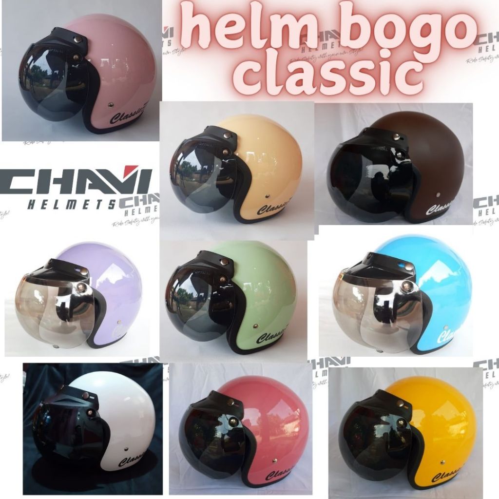 Jual HELM BOGO CLASSIC SNI DEWASA / PASTEL/DOFF + KACA CEMBUNG/FLAT ...