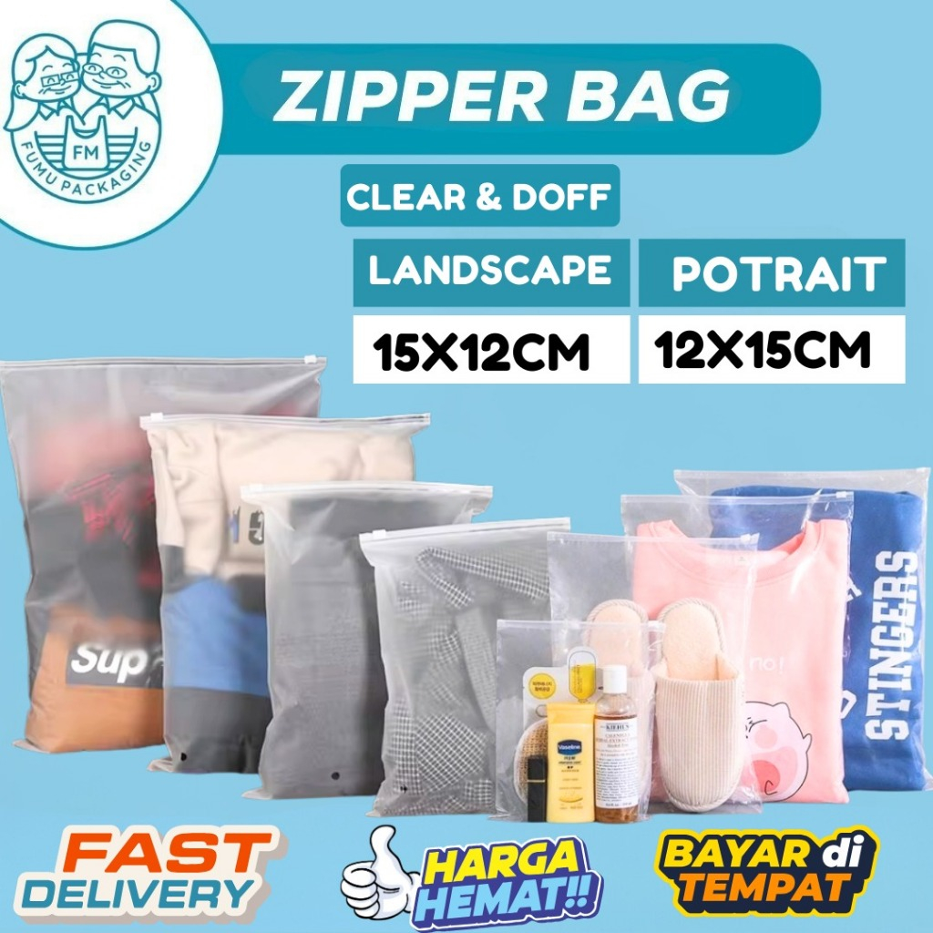 Jual Zipper bag/zipper potrait 12x15cm/zipper landscape 15x12cm/Plastik ...
