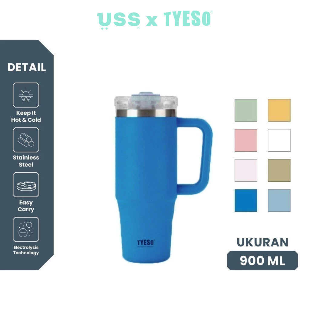 Jual USS x Tyeso Tumbler Handle Portable Stainless Coffee cup 900 mL TS-8866 Thermos Cup Vacuum ...