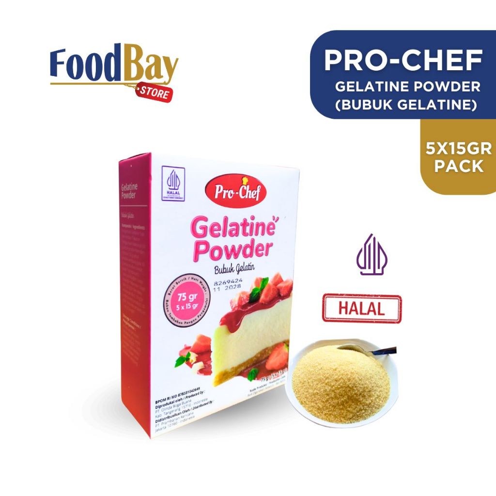 Jual PRO-CHEF Gelatin Bubuk / Gelatin Sapi, Gelatine Powder 5x15 Gr ...