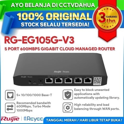 Jual Ruijie Reyee RG-EG105G-V3 5 Port Gigabit Cloud Managed Router - AS | Shopee Indonesia