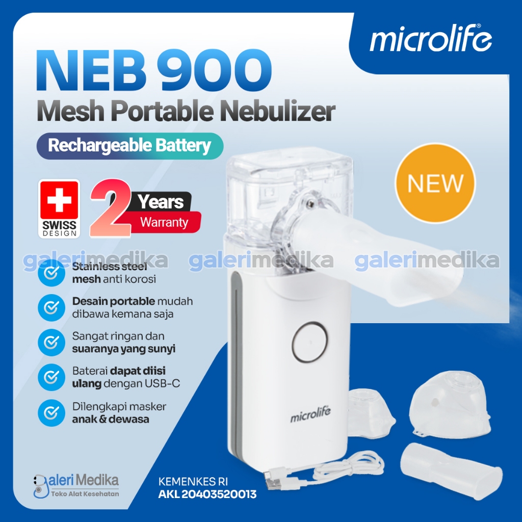 Jual Portable Mesh Nebulizer Microlife NEB 900 Rechargeable Battery ...