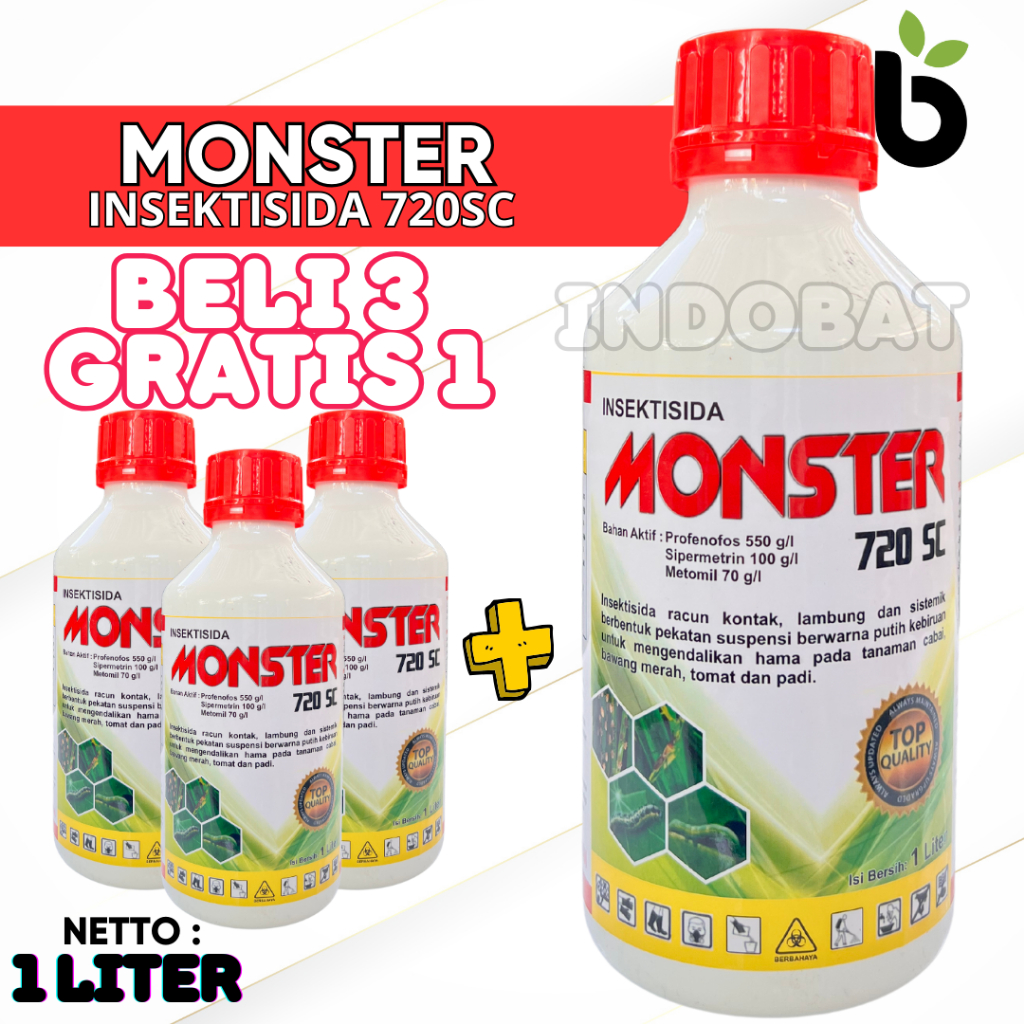 Jual Insektisida MONSTER 720SC Kemasan 1 Liter Triple Action | Shopee ...