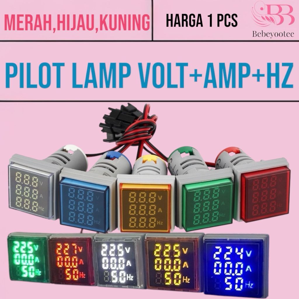 Jual Pilot Lamp LED with VOLT+AMPER+HZ 22mm - KOTAK | Shopee Indonesia