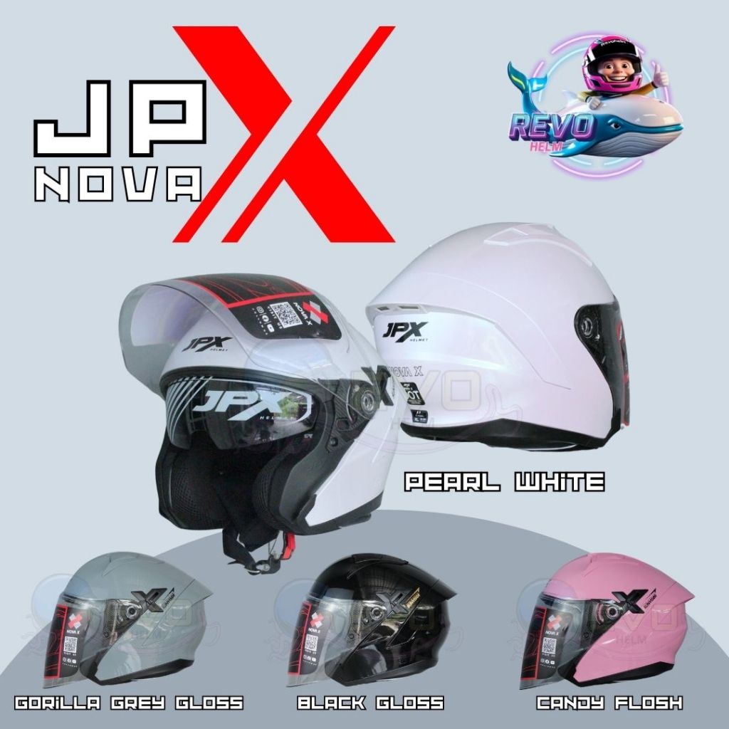 Jual HELM JPX NOVA X V1.0 & V2.0 SOLID HALF FACE DOUBEL VISOR ALL ...