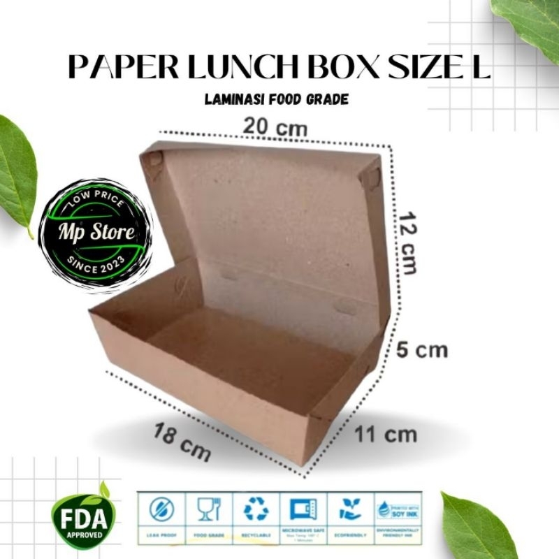 Jual Paper Lunch Box / Kotak Makan Kertas / Kemasan Makanan Kraft Size ...