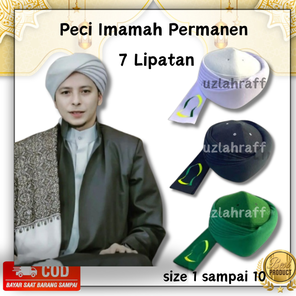 Jual Peci imamah permanen lipatan 7 Instan Langsung Pakai Panjang 5 ...